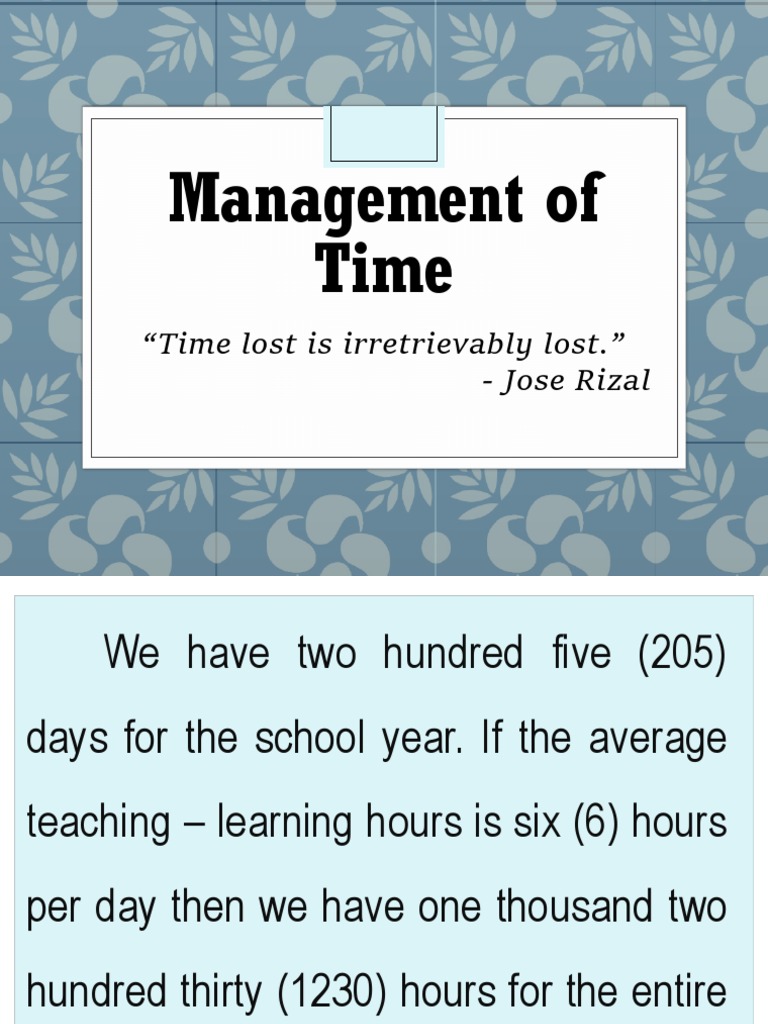 Management of Time - Principles | PDF