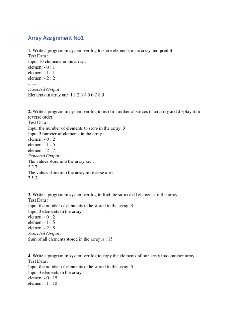 Array Assignment No1 Pdf Array Data Structure Algorithms And Data Structures 0679