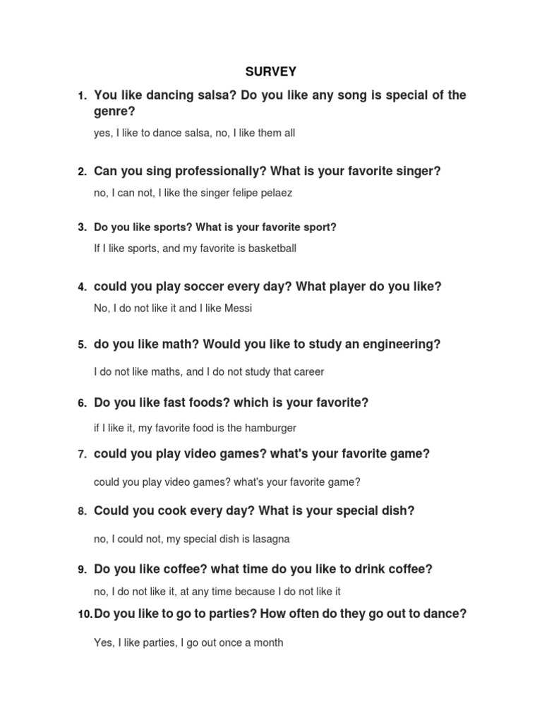 Survey: Do You Like Sports? What Is Your Favorite Sport? | PDF