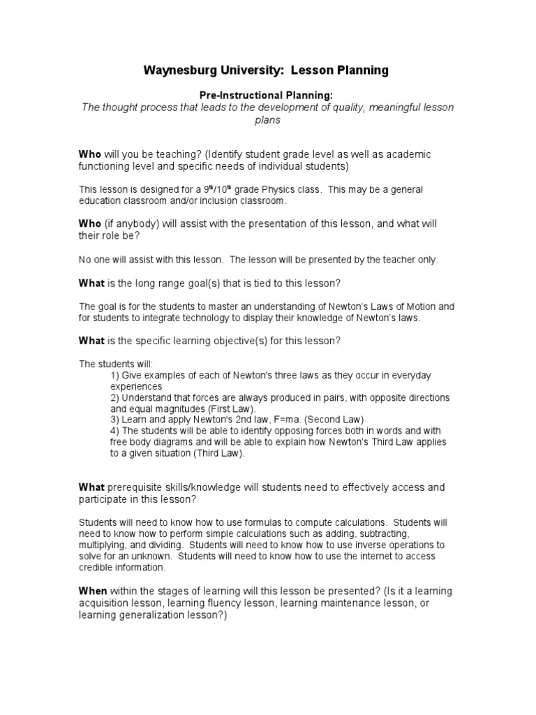 Newton's Laws of Motion Unit Plan | PDF | Newton's Laws Of Motion | Force
