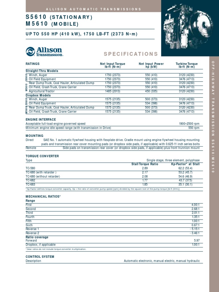Allison M5610&S5610 Series | PDF | Automatic Transmission ...