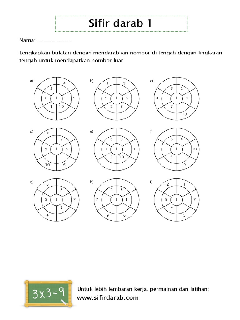 Latihan Sifir Darab 1 hingga 12 | PDF