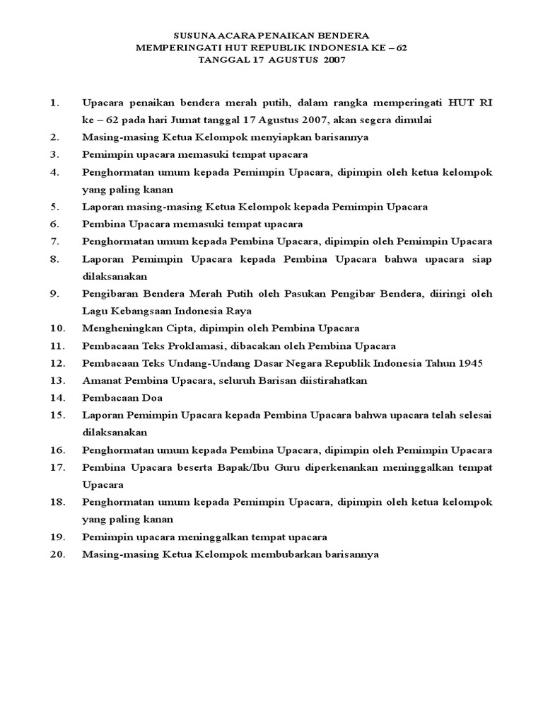 Susunan Acara HUT RI | PDF