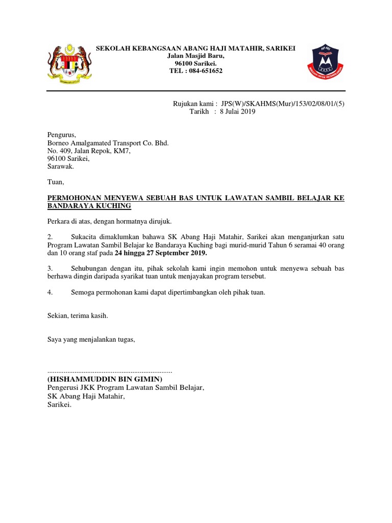 Surat Sewa Bas Borneo | PDF