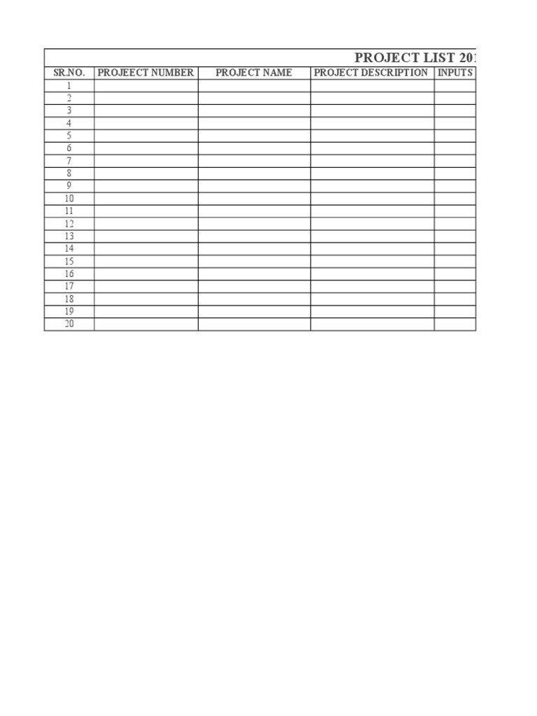 PROJECT LIST 2019-2020: SR - NO. Projeect Number Project Name Project ...
