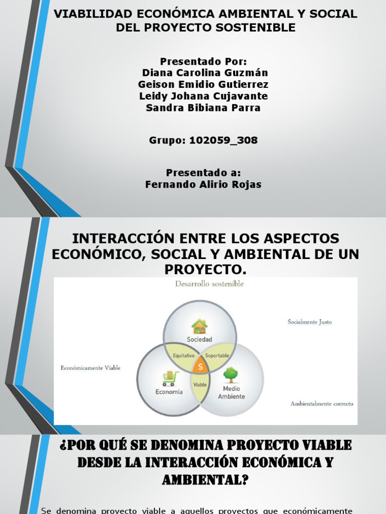Viabilidad Económica Ambiental y Social Del Proyecto Sostenible | PDF ...