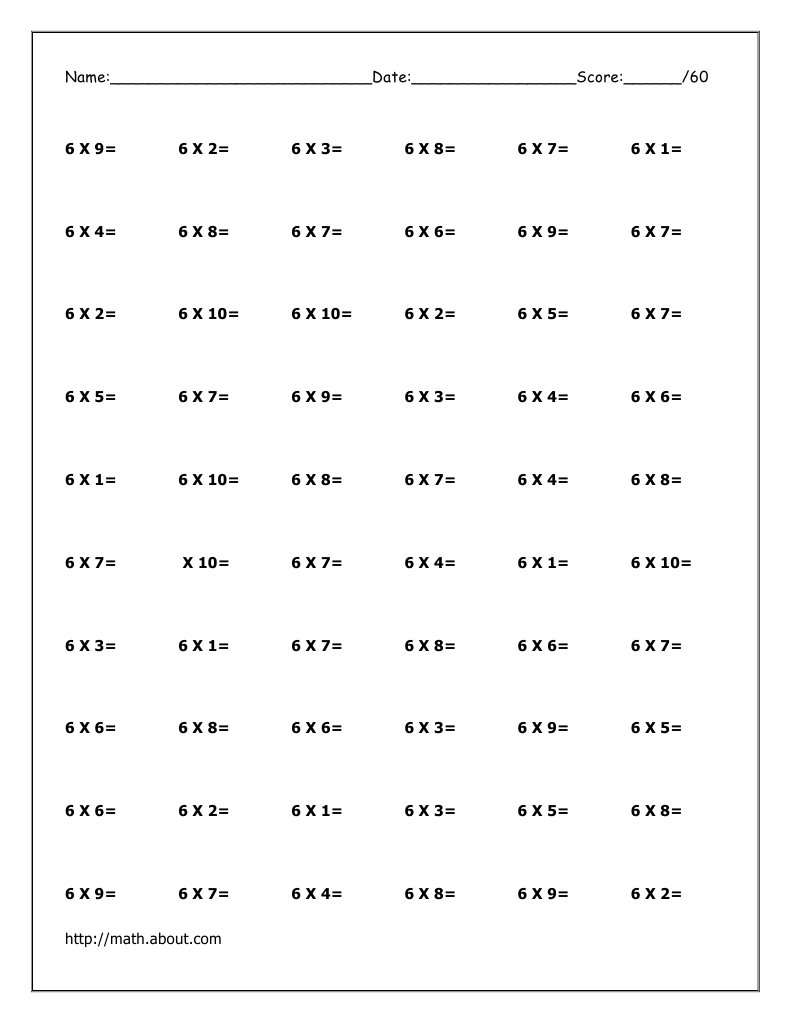 6 Times Table Practice Worksheet | PDF | Teaching Methods & Materials