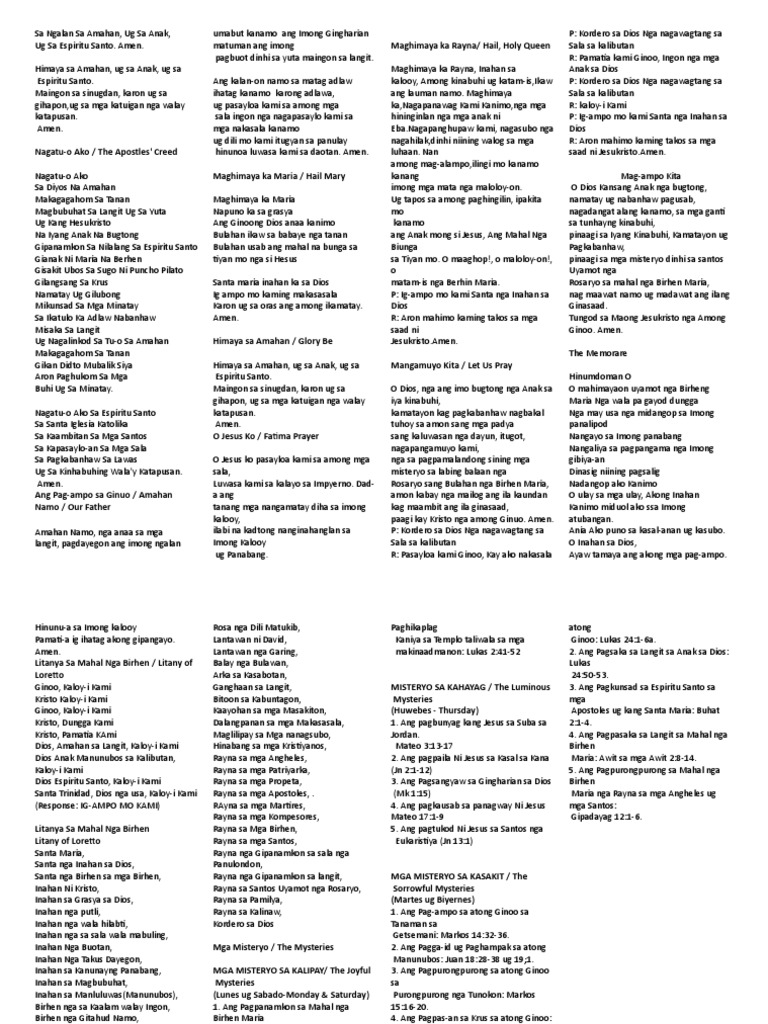 Rosary Guide (Binisaya) | PDF