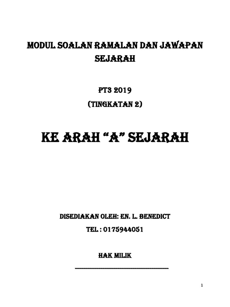 Modul Soalan Ramalan Dan Jawapan Sejarah PT3 2019 (Ting2) | PDF