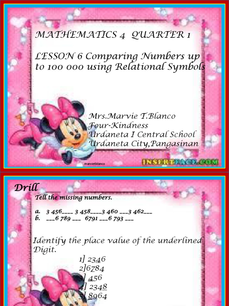 Lesson 6 - MathMATH Q1 Lesson 6 Comparing Numbers Up To 100 000 Using ...