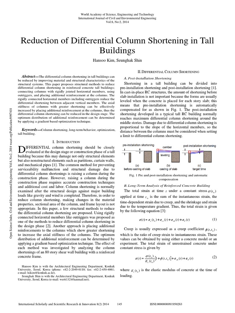 Reduction of Differential Column Shortening in Tall Buildings | PDF ...