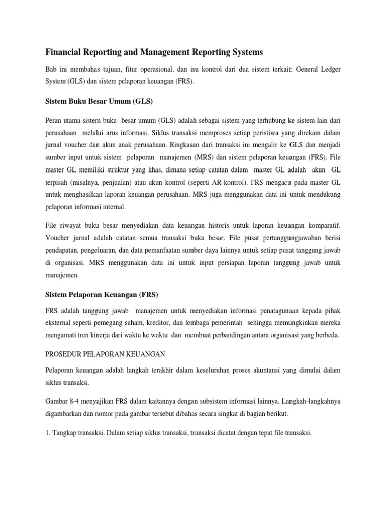 Financial Reporting and Management Reporting Systems | PDF