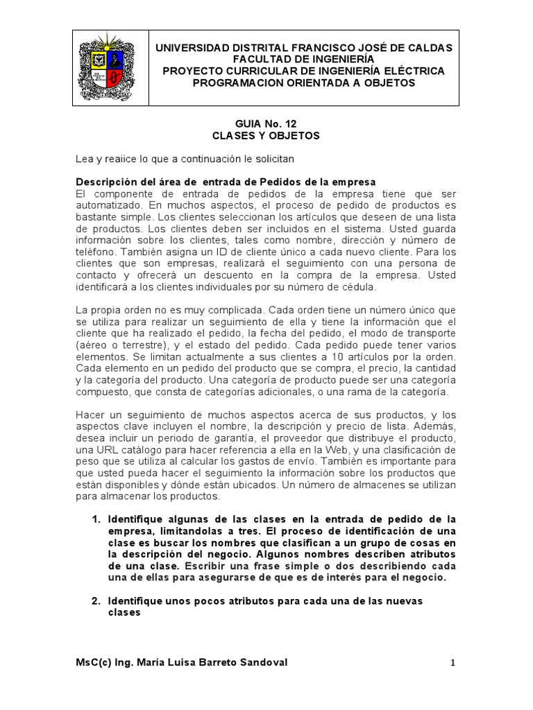 12 - Clases y Objetos | PDF | Java (lenguaje de programación) | Clase ...