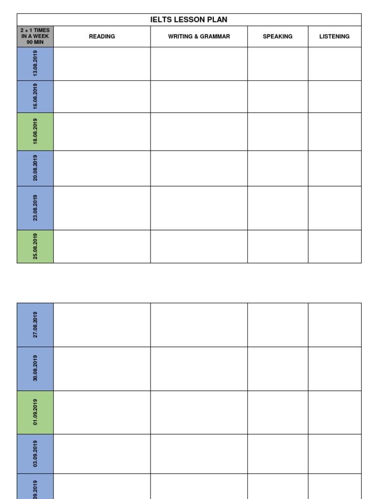Weekly Ielts Lesson Plan | PDF