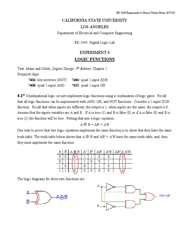 2449 Ex4 | PDF | Logic Gate | Electronic Circuits