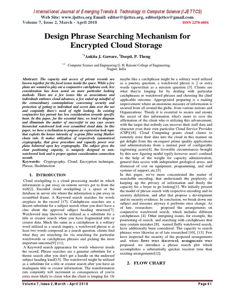 Ijettcs 2018 04 10 43 PDF | PDF | Key (Cryptography) | Cloud Computing