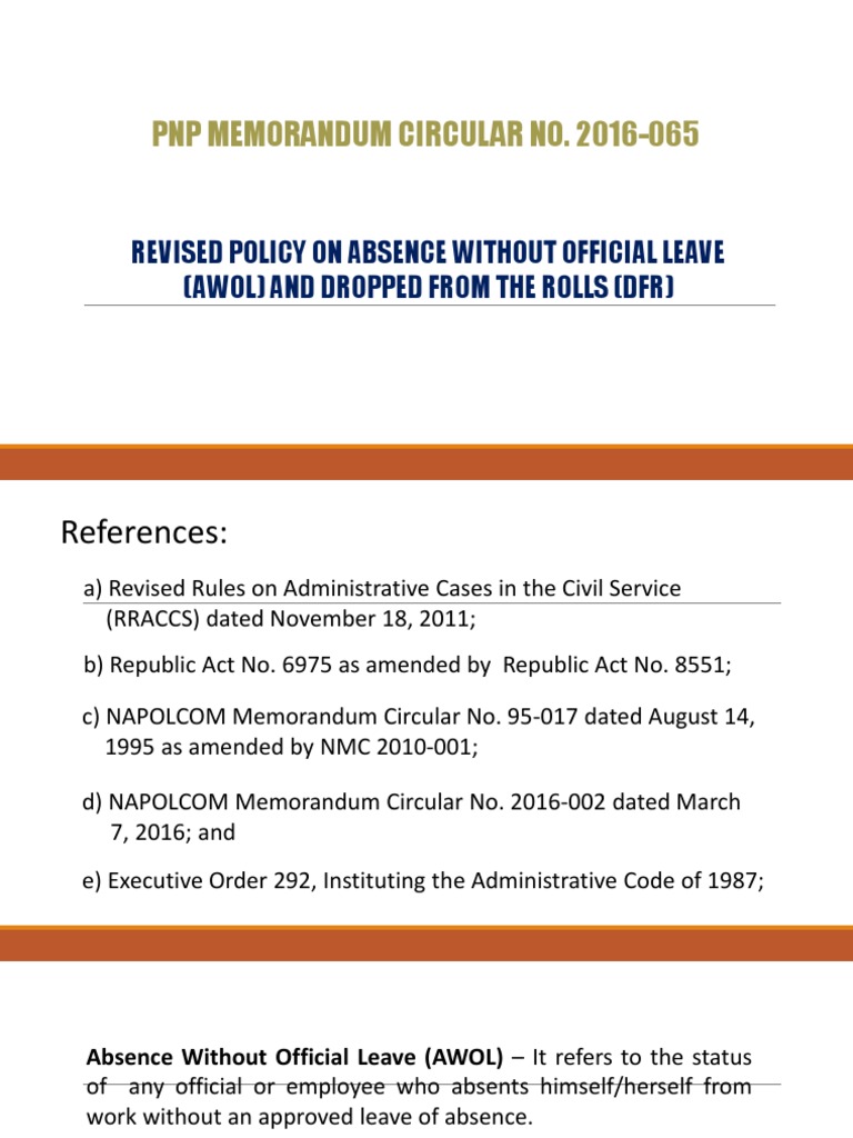 PNP Memorandum Circular No. 2016-065 | PDF | Desertion | Justice