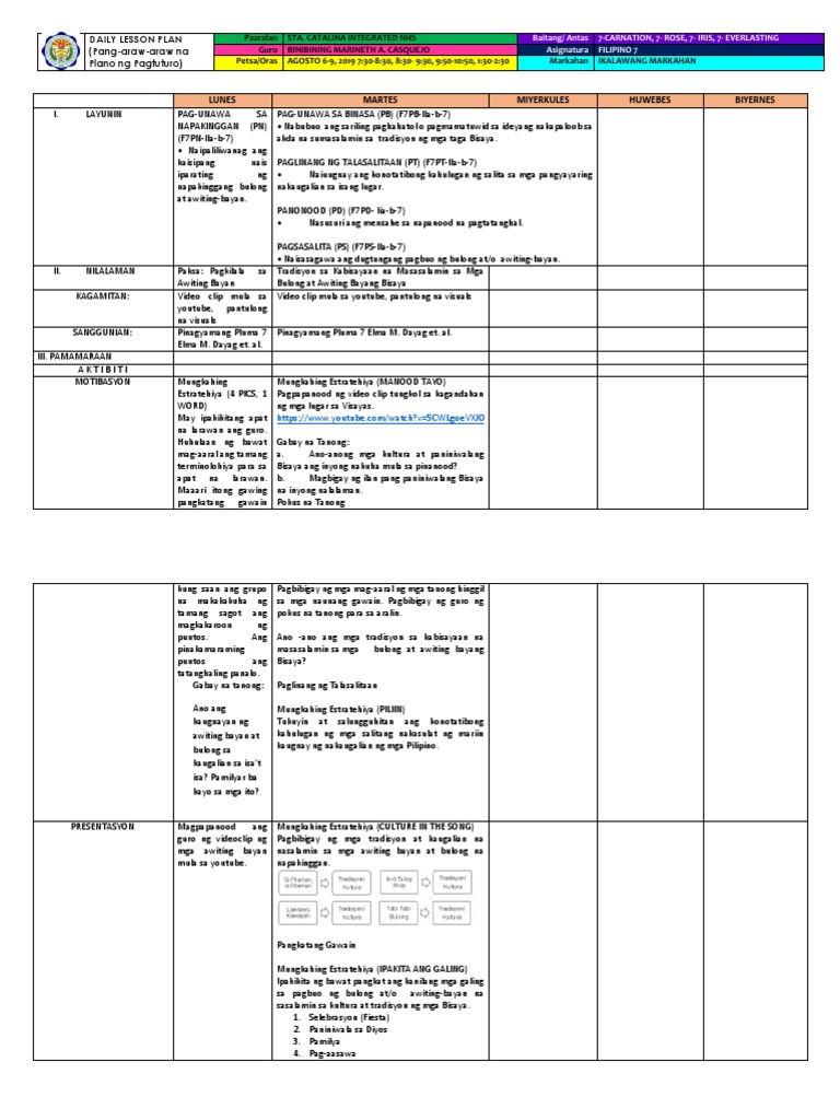 Daily Lesson Plan Filipino | PDF