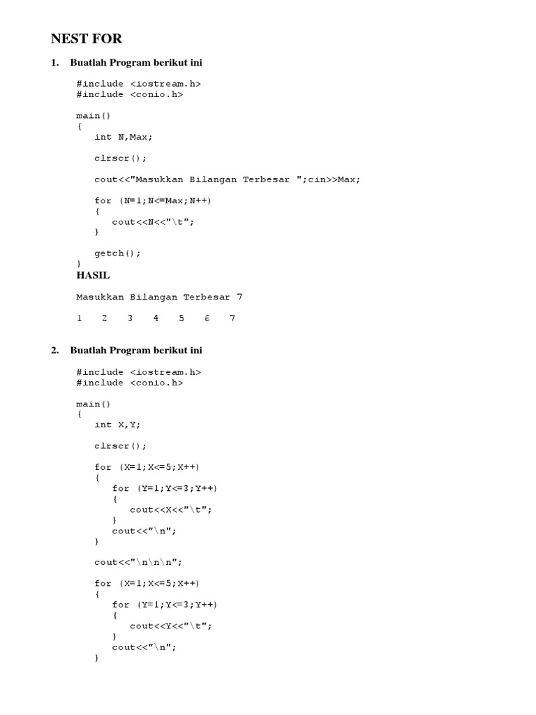 Nest For: 1. Buatlah Program Berikut Ini | PDF
