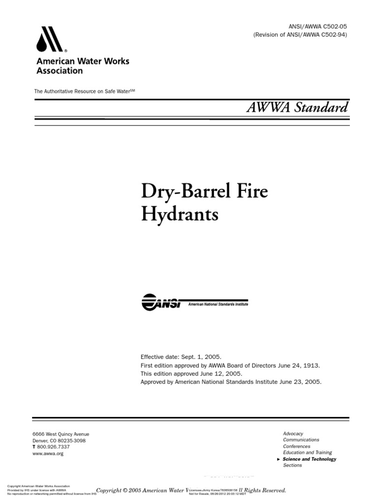 Awwa C502 | PDF | Drinking Water | Screw