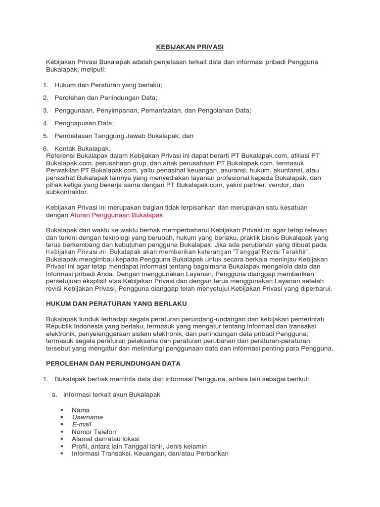 Contoh Kebijakan Privasi | PDF