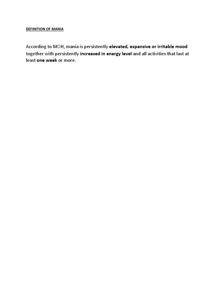 Definition of Mania | PDF