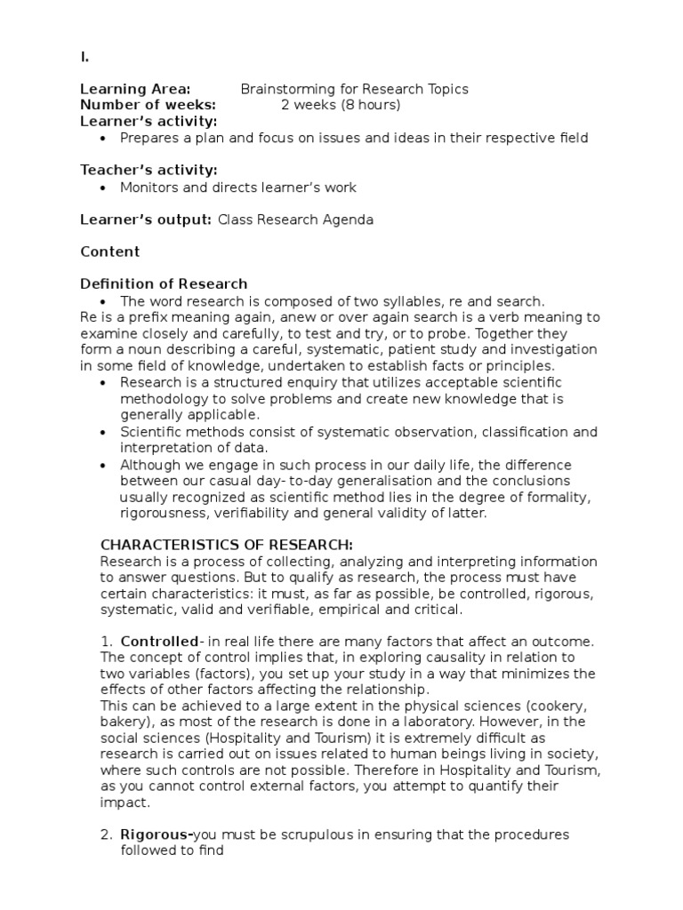 Research Topic Brainstorming Guide | PDF | Scientific Method ...