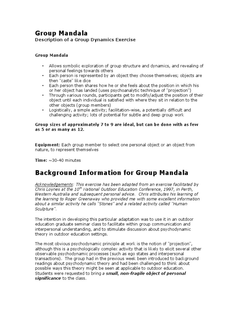 Explore Group Dynamics with Group Mandala | PDF | Psychodynamics ...