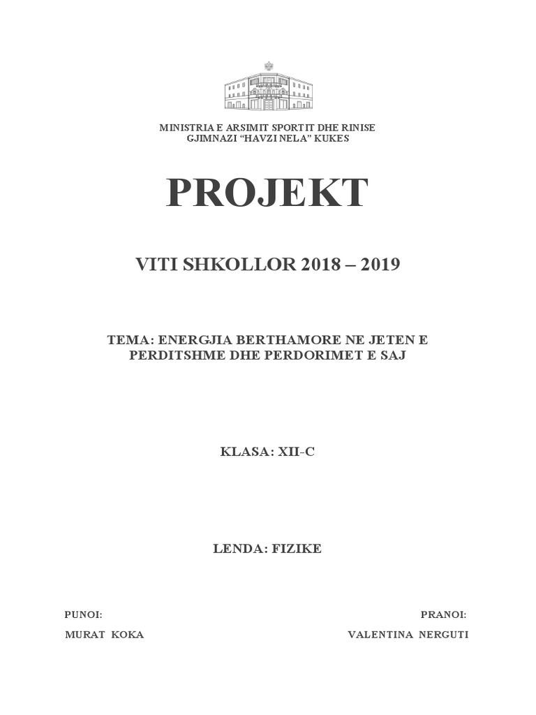 Faqja e Pare e Projektit | PDF