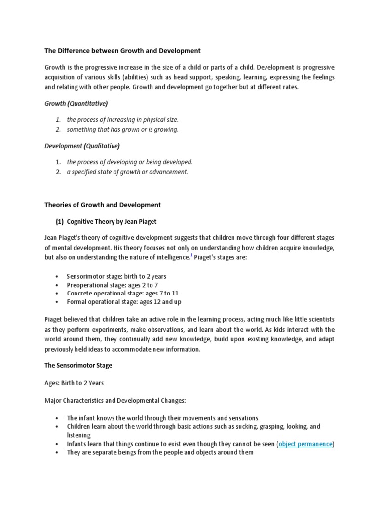 Theories of Growth and Development | PDF | Oedipus Complex | Cognitive ...