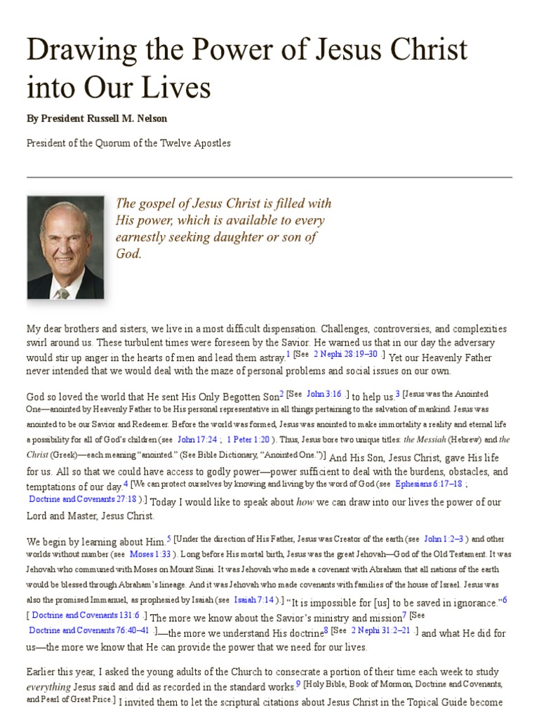 Nelson - Drawing The Power of Jesus Christ Into Our Lives | PDF ...