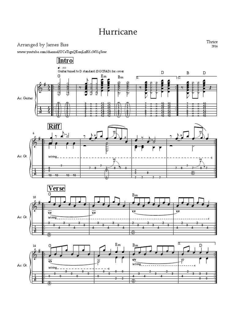 Thrice - Hurricane Guitar Tabs | PDF | Musical Forms | Music Theory