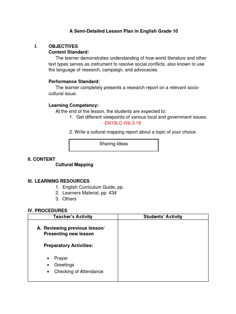 A Detailed Lesson Plan in English Grade 10 | PDF | Interview | Lesson Plan