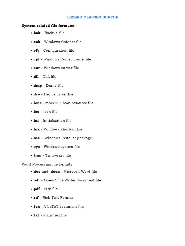 Basic File Extensions | PDF