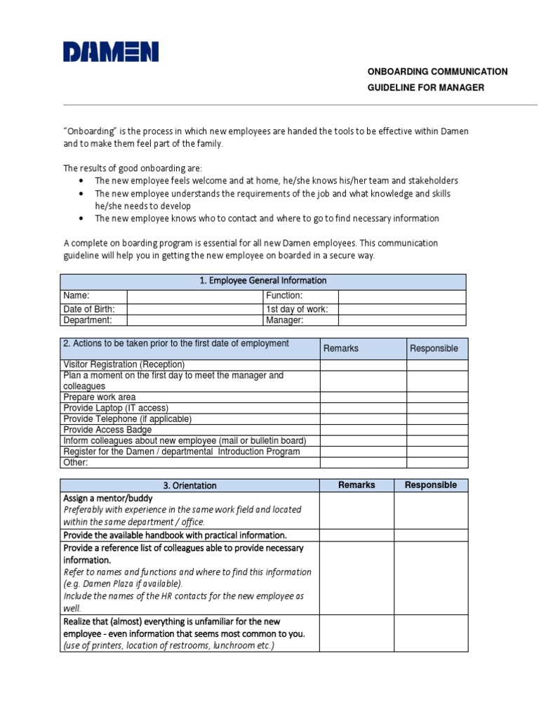 Onboarding Communication Guideline | PDF | Employment | Information