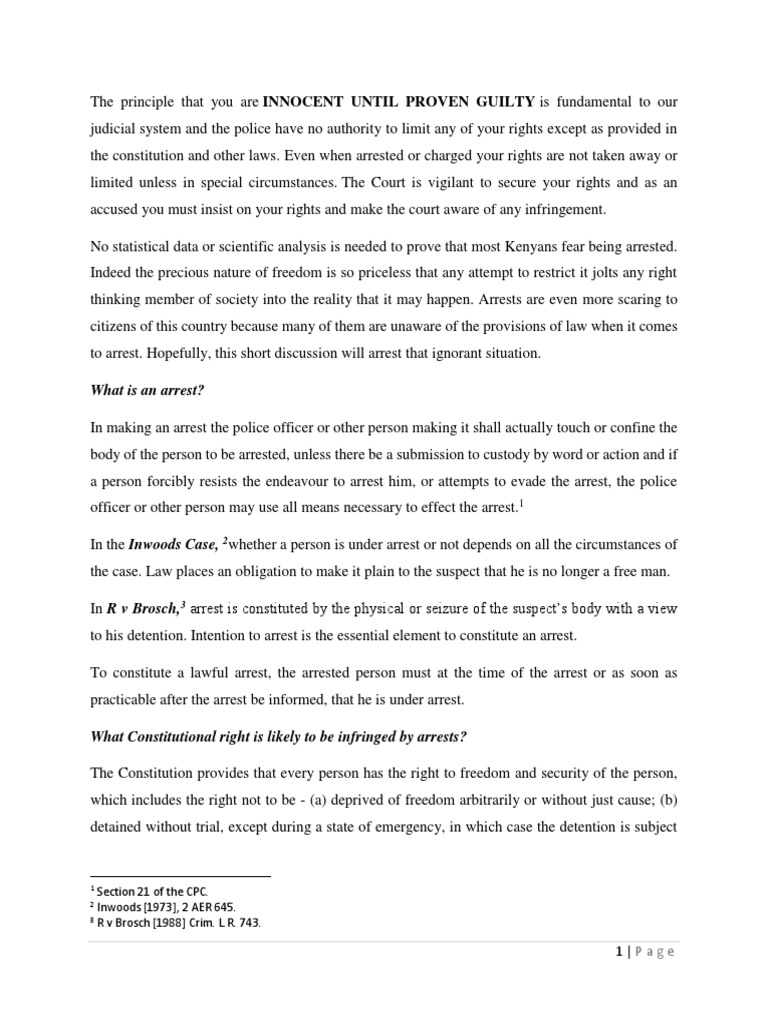 The Rights of An Arrested Person | PDF | Bail | Arrest