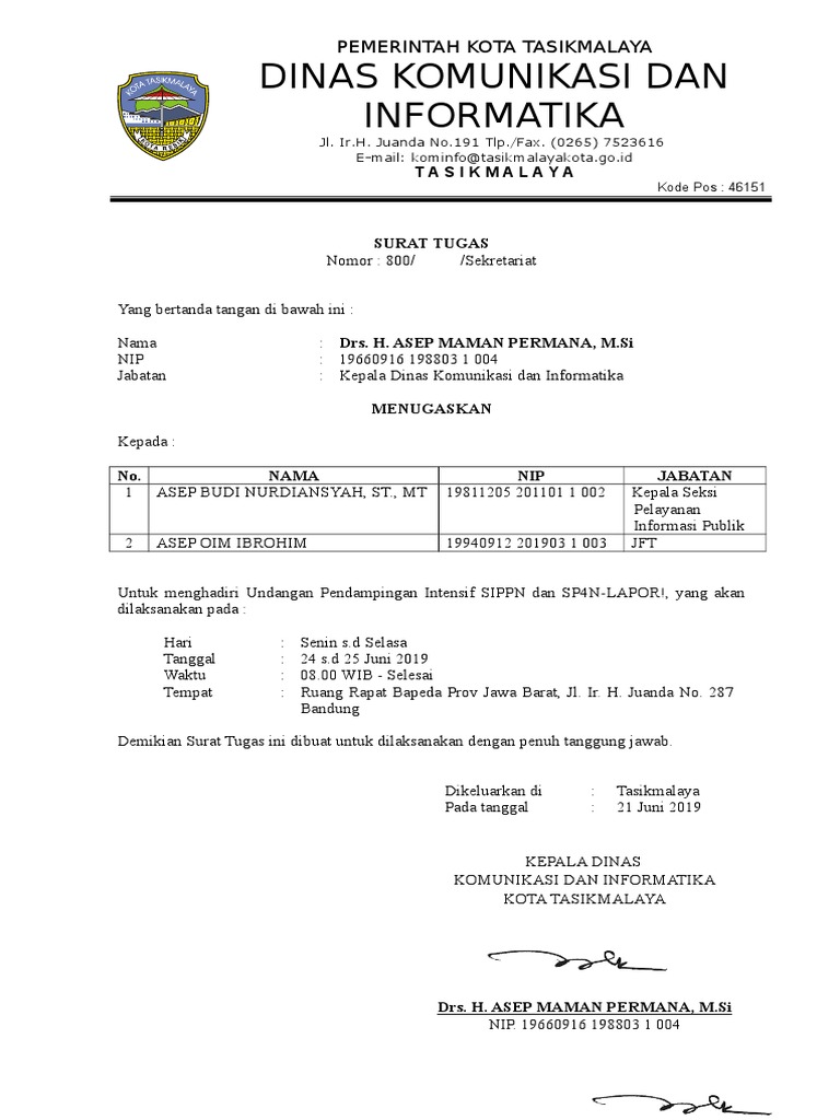 Surat Tugas SPPD Lapor - BDG | PDF