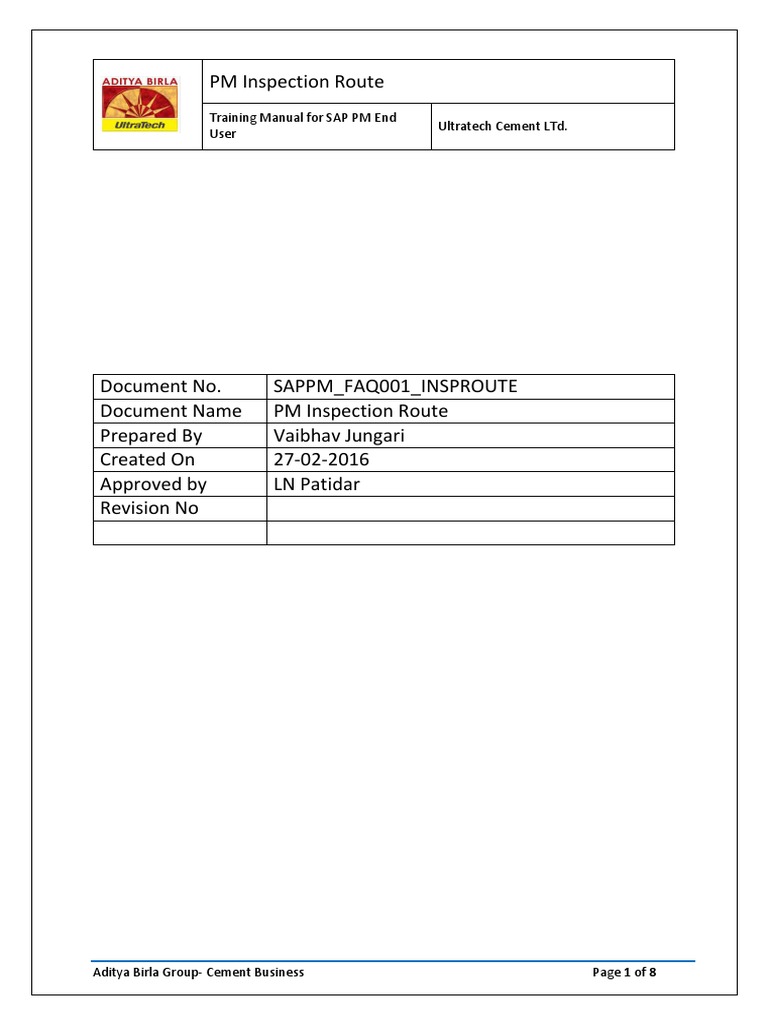 SAP PM Inspection Route Training Manual | PDF | Software | Computing