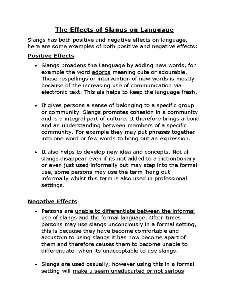 Impact of Slang on Language Use | PDF | Social Group | Slang