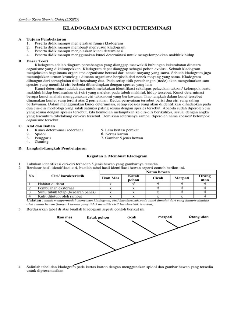 Kladogram dan Kunci Determinasi Hewan | PDF