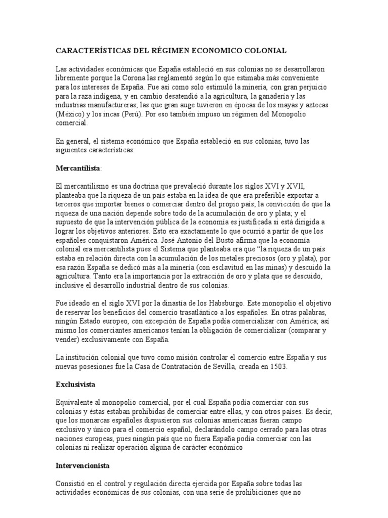 Régimen Económico Colonial en América | PDF | Imperio español | Comercio