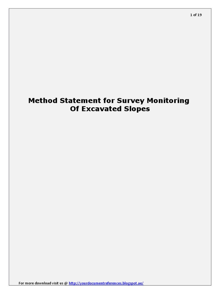 Method Statement For Survey Monitoring of Excavated Slopes | PDF ...