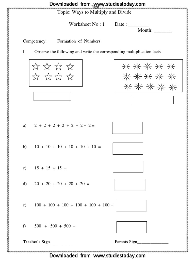 CBSE Class 5 Maths Worksheet-Ways To Multiply and Divide PDF | PDF