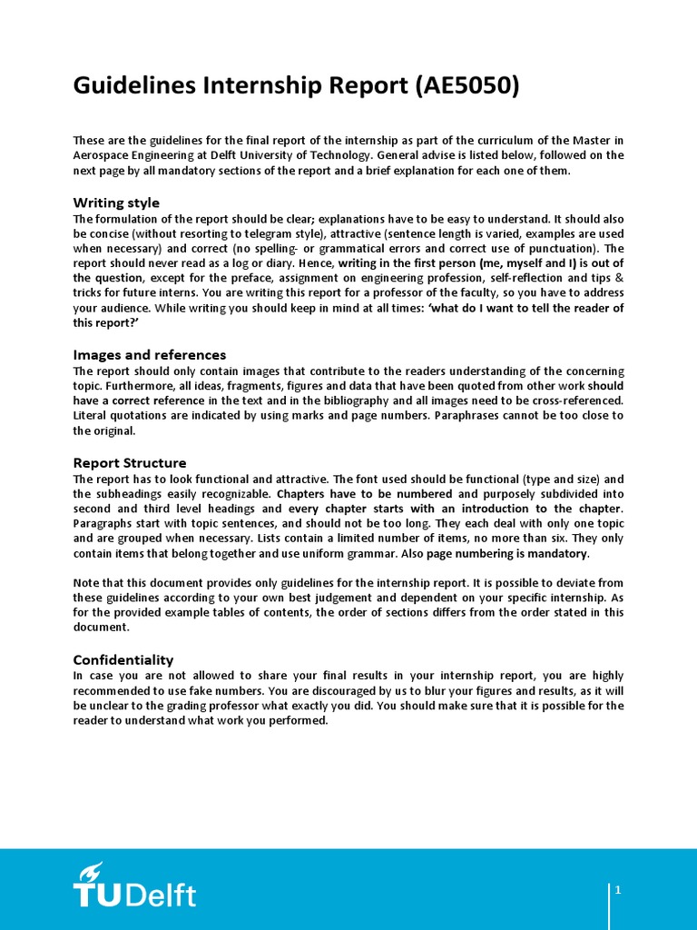 Guidelines Internship Report (AE5050) 2 | PDF | Abstract (Summary ...