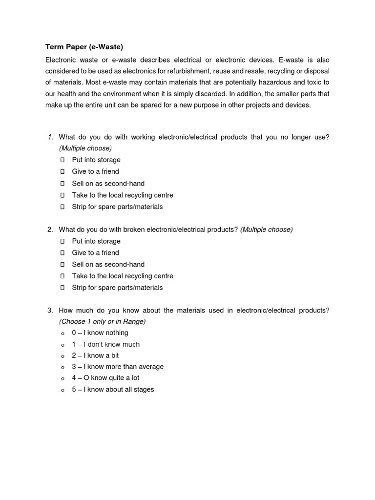 Managing e-Waste Responsibly | PDF | Electronic Waste | Consumer ...