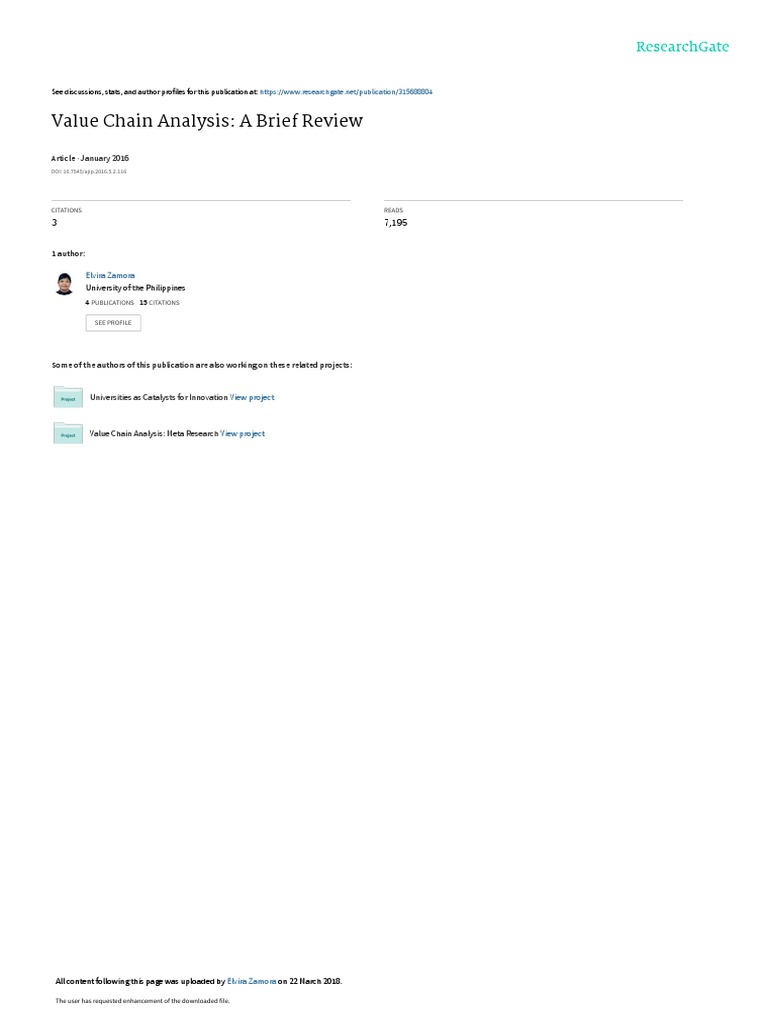 Value Chain Analysis A Brief Review | PDF | Value Chain | Supply Chain