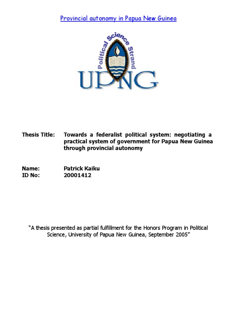Greater Provincial Autonomy in Papua New Guinea | PDF | State (Polity ...