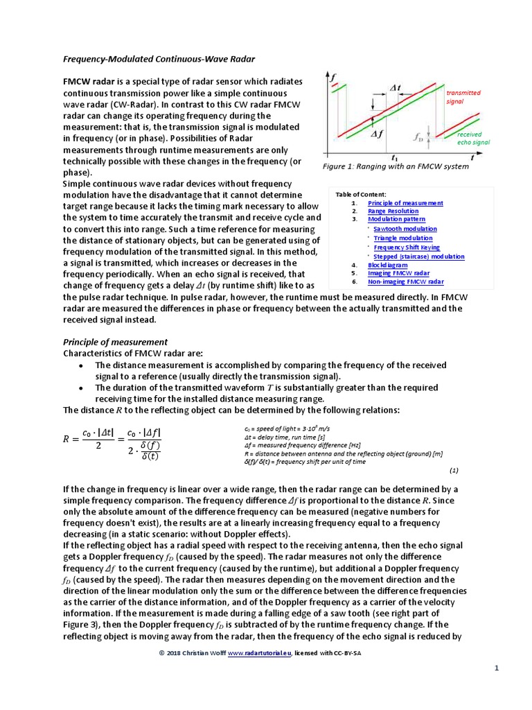 FMCW Radar Is A Special Type of Radar Sensor Which Radiates: Frequency ...