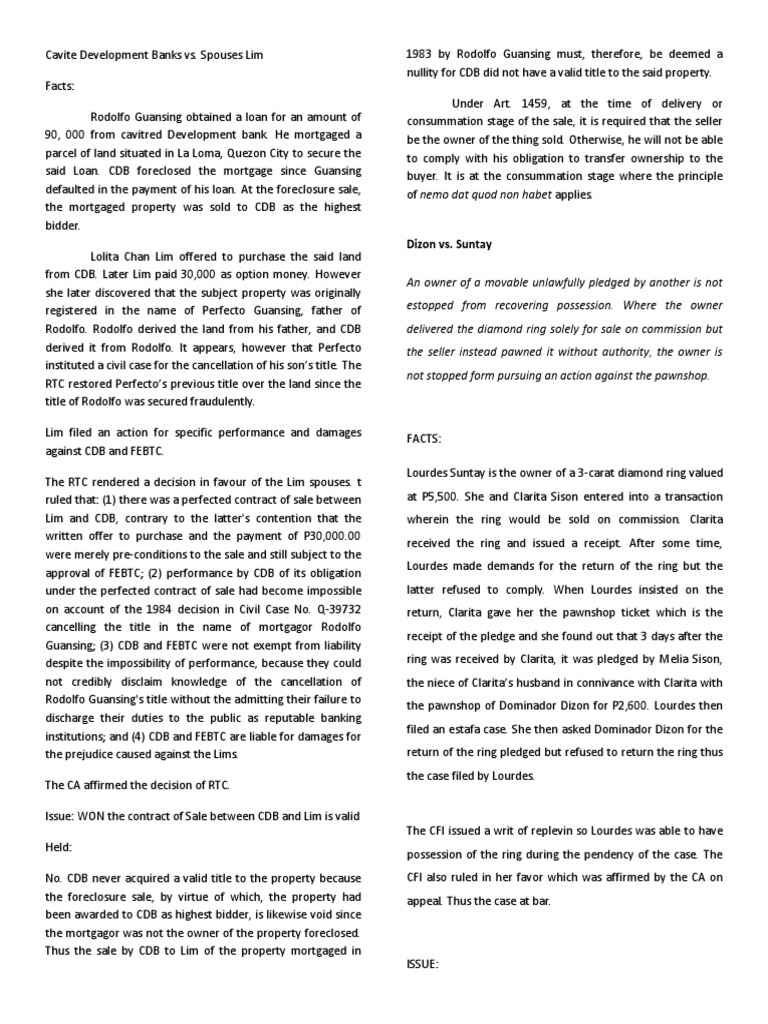 Cavite Development Banks To Dizon | PDF | Foreclosure | Mortgage Loan