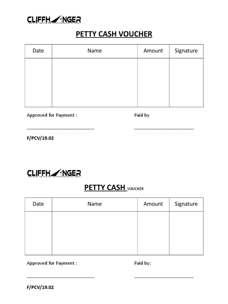 Petty Cash Payment Voucher Template | PDF | Finance & Money Management